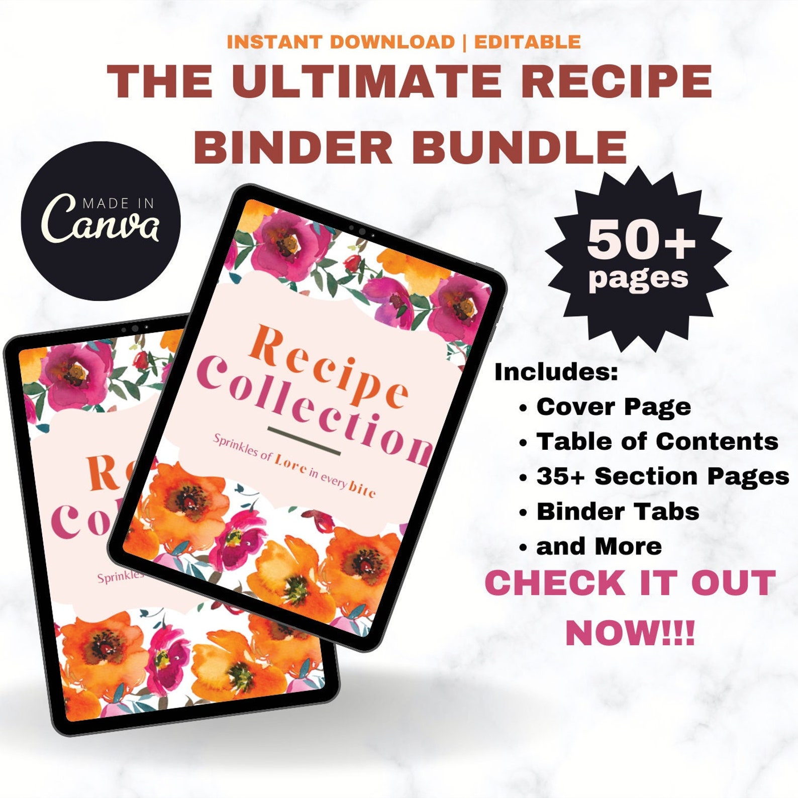 EDITABLE Recipe Binder Template Printable Recipe Template - Etsy
