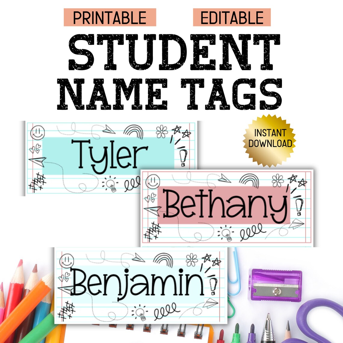Editable Classroom Name Tags Template, Student Name Tags, Classroom ...