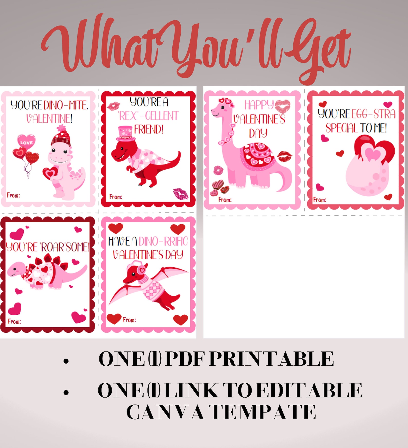 Editable Dinosaur Valentine, Dinosaur Valentine Card, Dinosaur ...