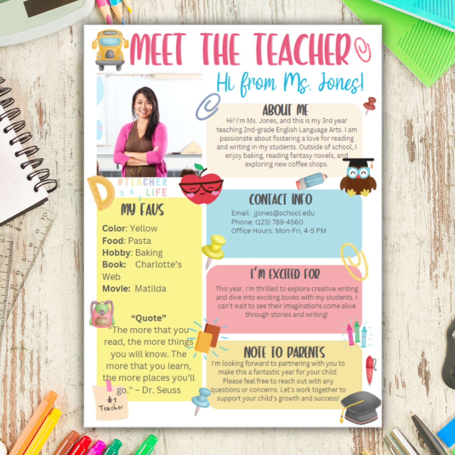 Editable Meet the Teacher Template - Back to School Introduction, First ...