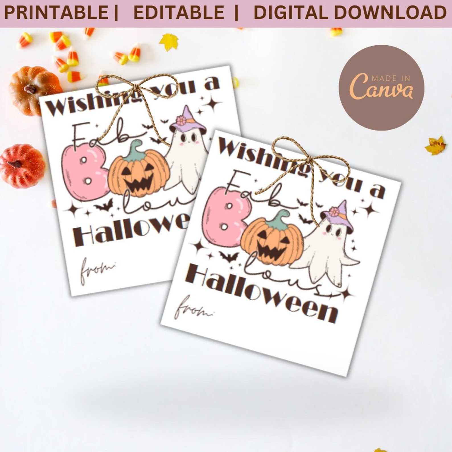 EDITABLE Halloween Party Favor Tags, Halloween Treat Tags, Halloween ...