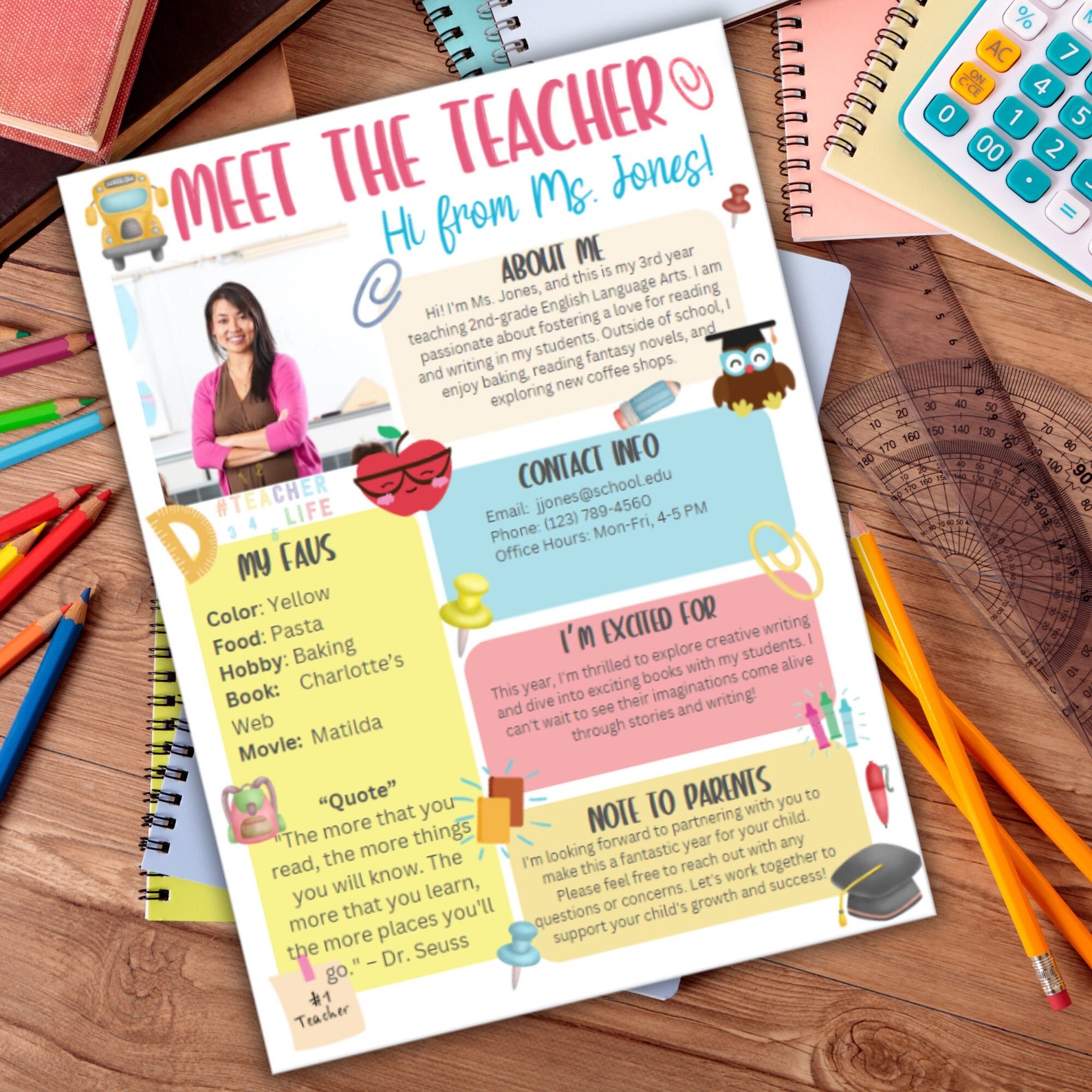 Editable Meet the Teacher Template - Back to School Introduction, First ...