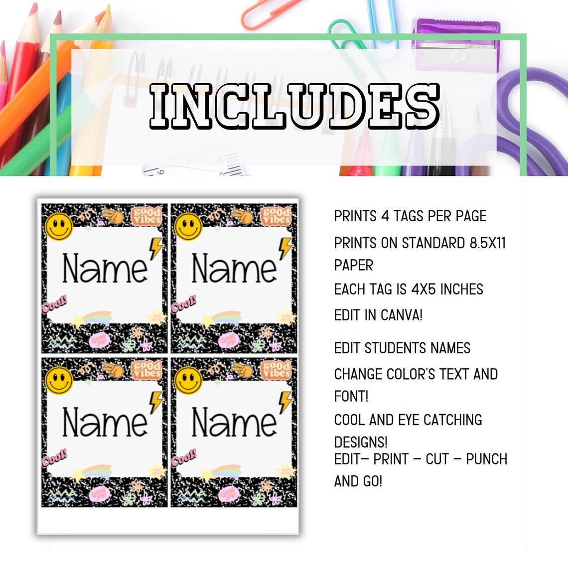 Editable Student Locker Tags & Name Tags for Classroom - Customizable ...