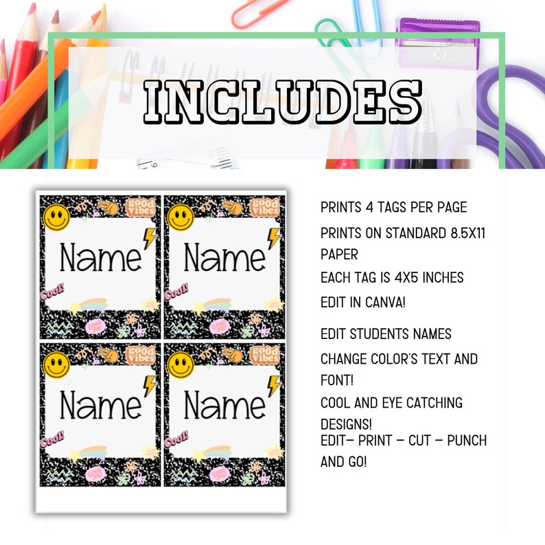 Editable Student Locker Tags & Name Tags for Classroom - Customizable ...