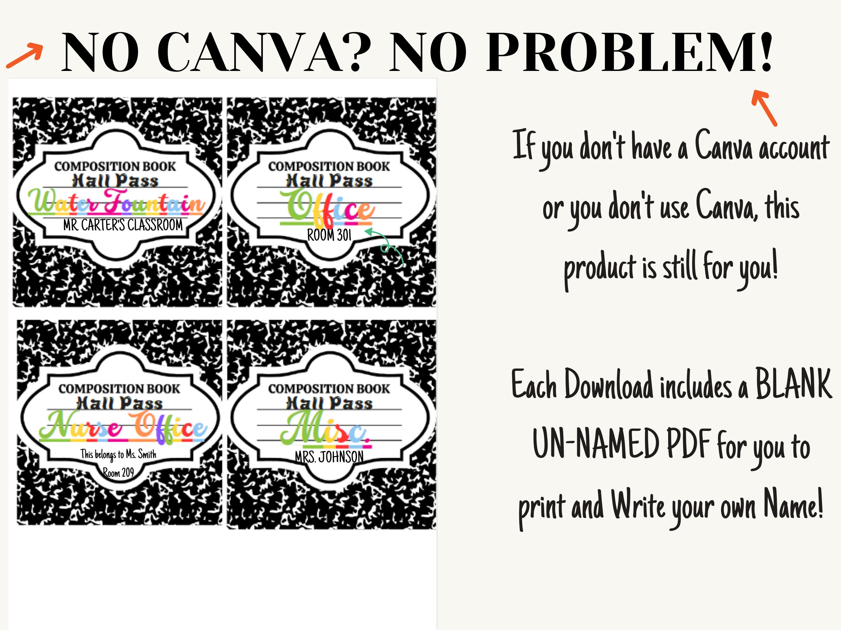 Classroom Hall Pass Printable| Instant Download| Hall Pass Template ...