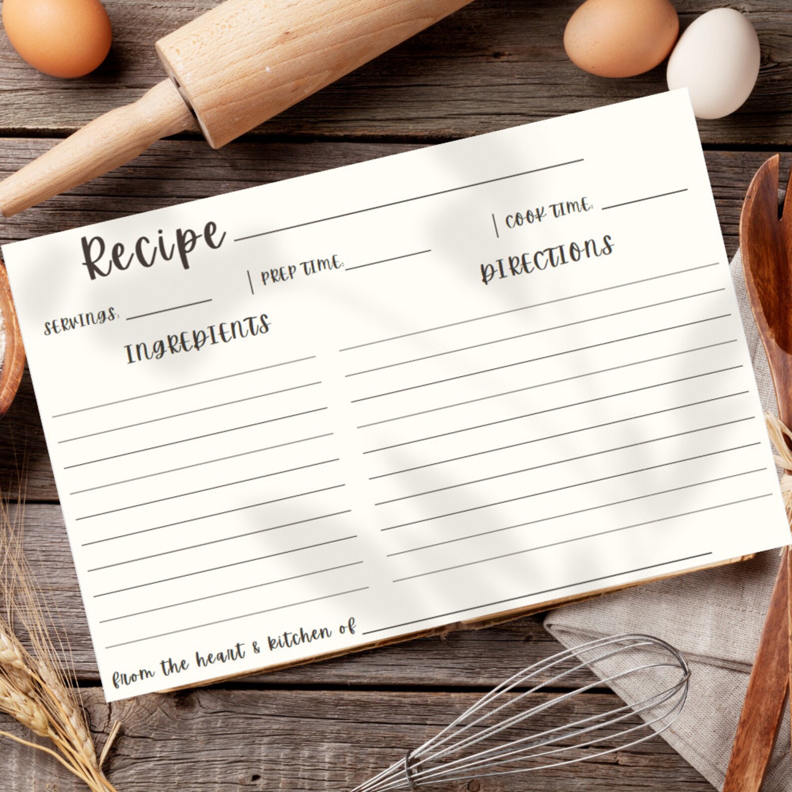 Editable Recipe Card Template, Printable Recipe Card, Simple Recipe ...