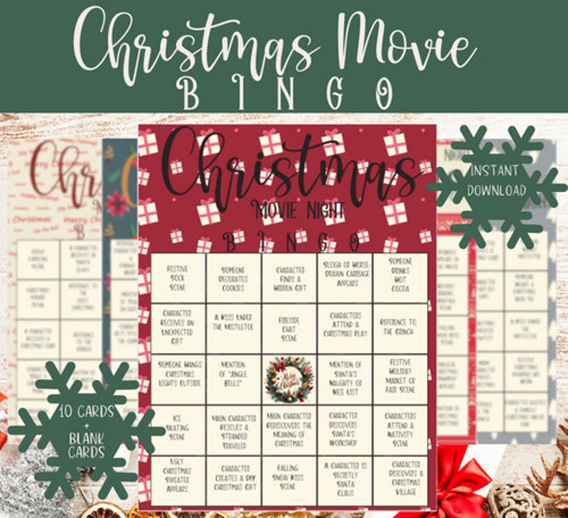 Hallmark Christmas Movie Bingo | Printable Holiday Game | Family Party ...