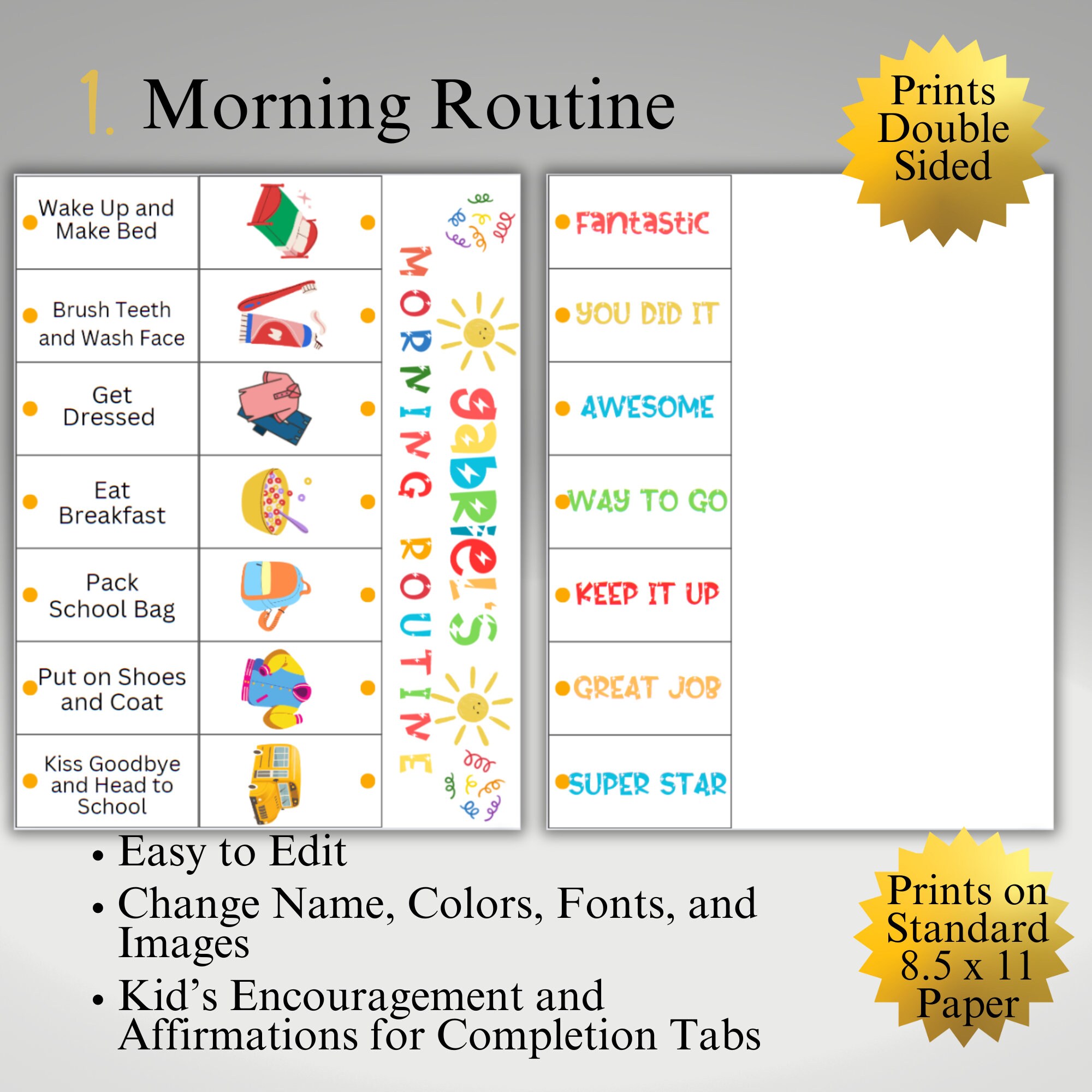 Kid's Routine Flip Chart, Routine Cards for Kids, Bedtime Routine Chart ...