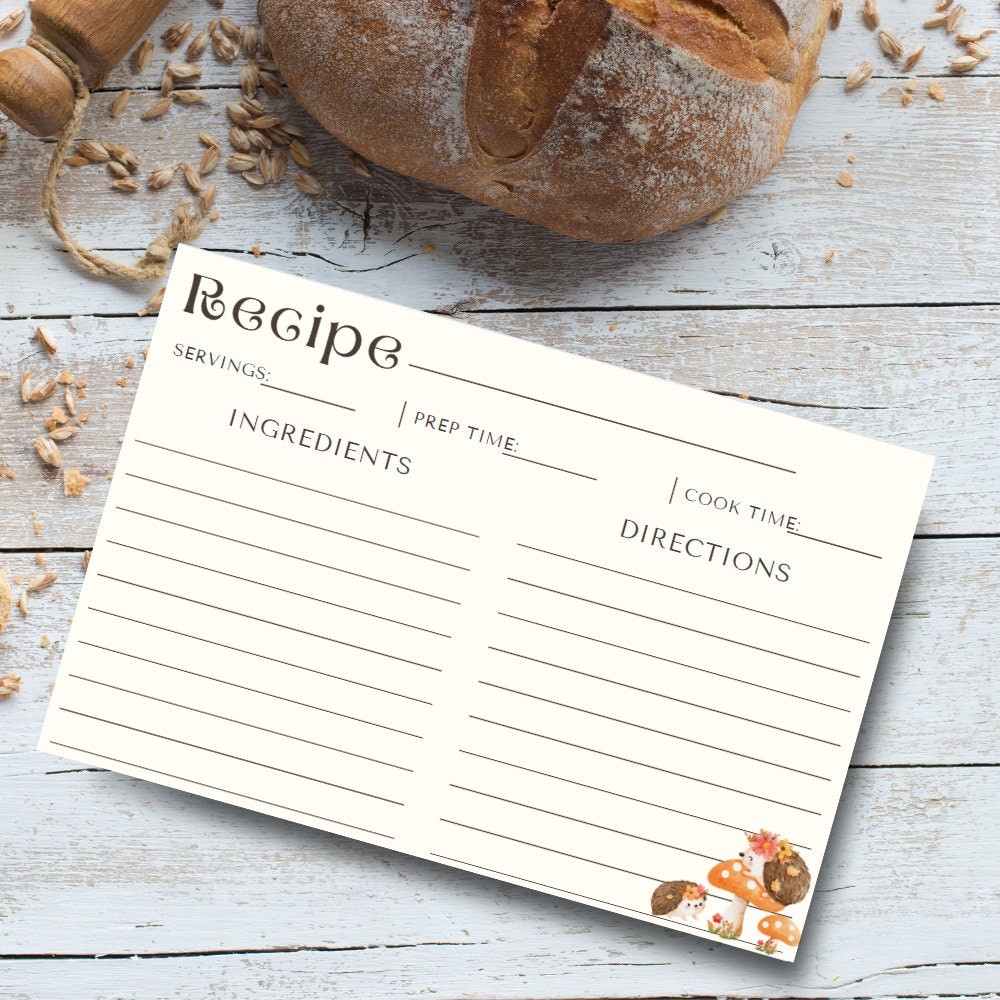 Printable Fall Farmhouse Recipe Card - Halloween Sunflower Retro 4x6 ...