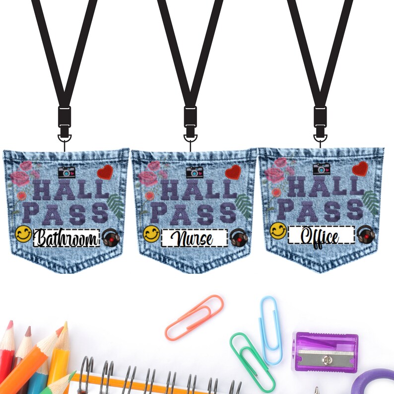 Editable Denim Classroom Hall Pass Template for Teachers, Printable ...