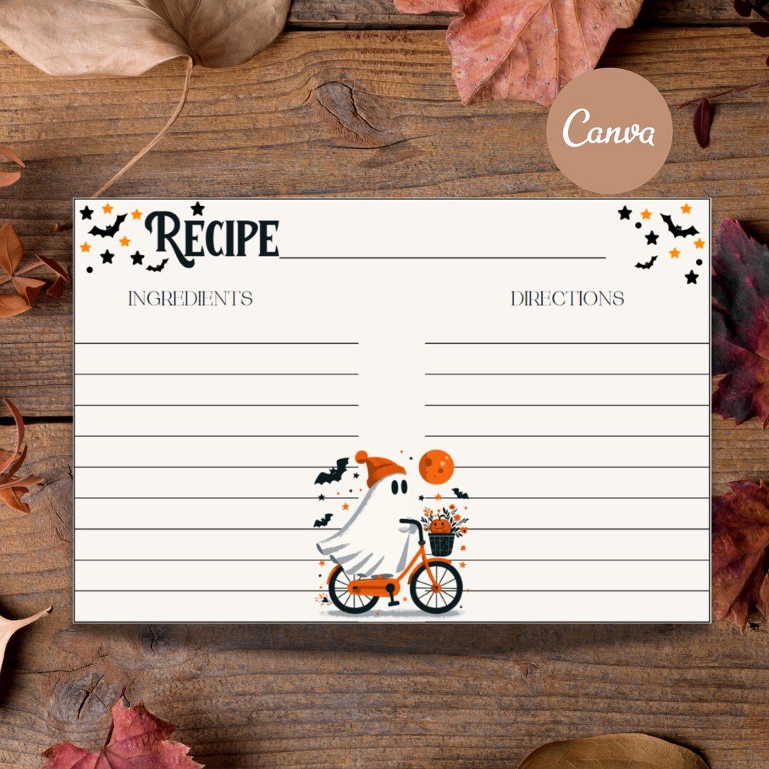 Editable Halloween Recipe Card Template - 4x6 and 5x7 Spooky & Fall ...