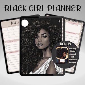 2025 Black Girl Digital Planner | Hyperlinked & Dated for Goodnotes ...