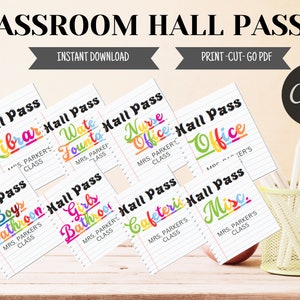 Classroom Hall Pass Printable| Instant Download| Hall Pass Template ...