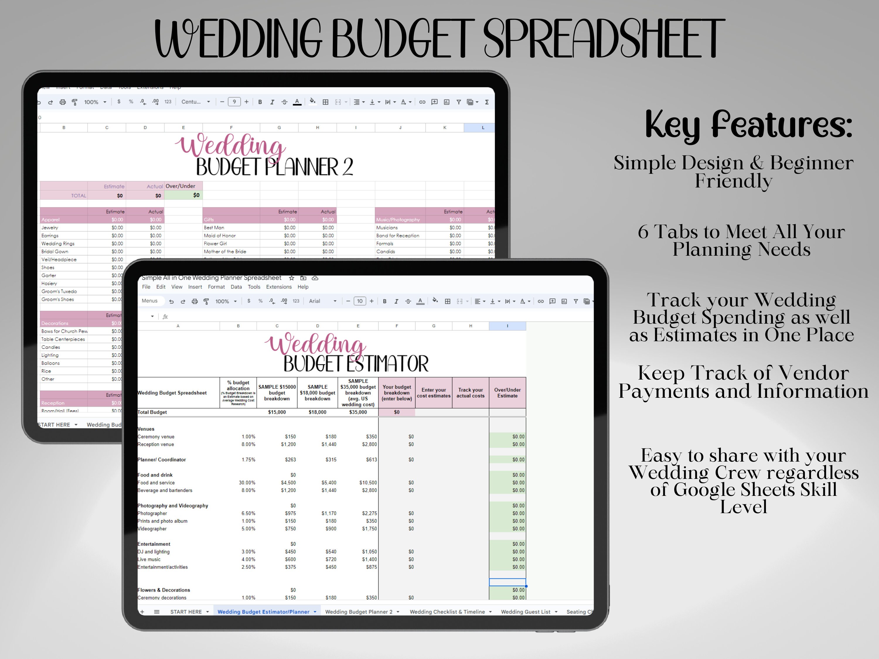Wedding Budget Spreadsheet, Wedding Planner Google Sheets, Wedding ...