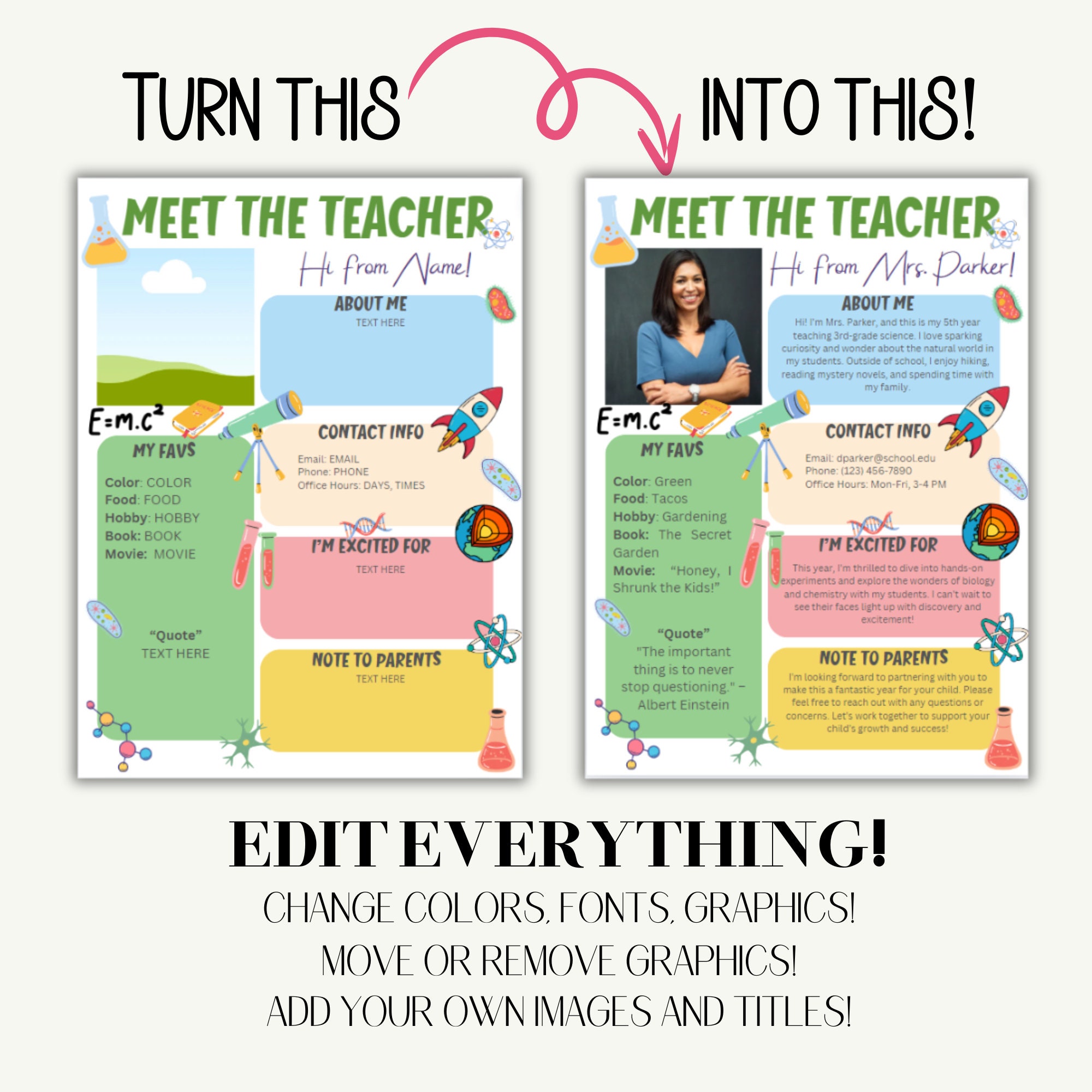 Editable Meet the Teacher Template Back to School Introduction, First ...