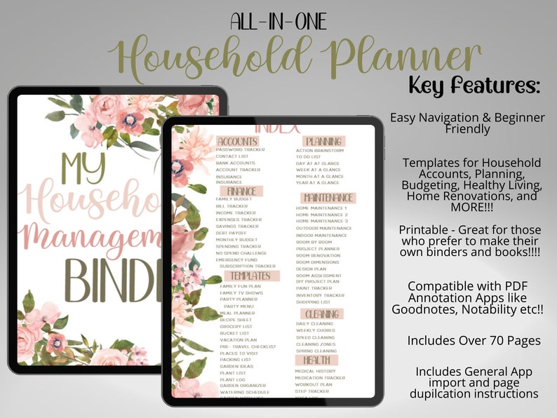 Household Planner Printable, Management Binder and Budget Organizer ...