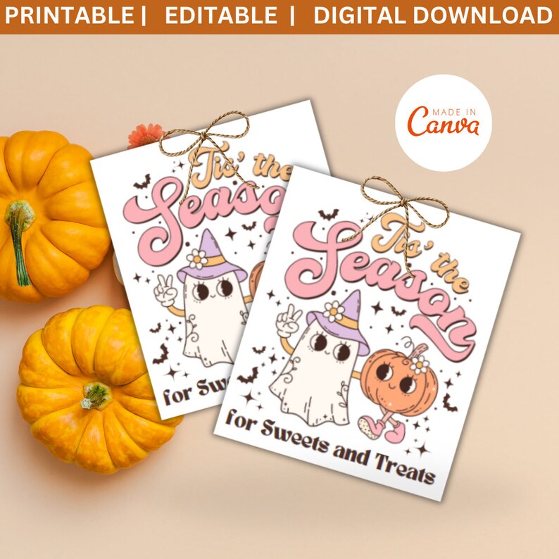 EDITABLE Halloween Party Favor Tags, Halloween Treat Tags, Halloween ...