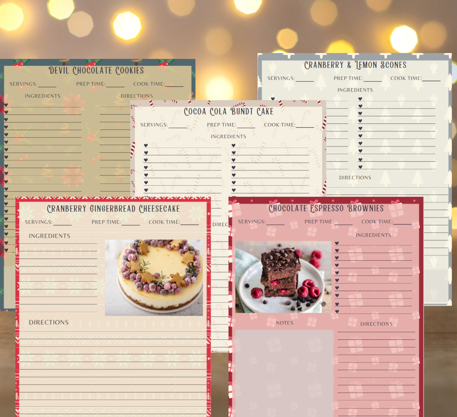 Holiday Recipes, Holiday Recipe Card Template, Editable Recipe Template ...