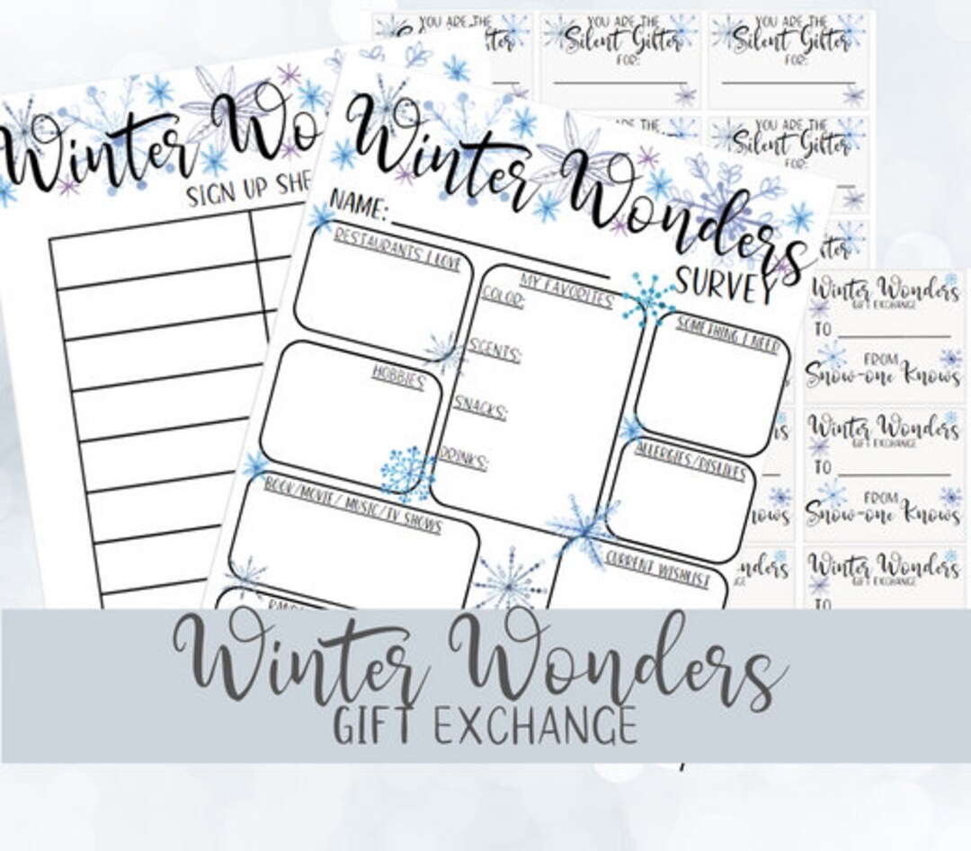 Secret Work Gift Exchange Printable Bundle, Christmas Gift Exchange ...