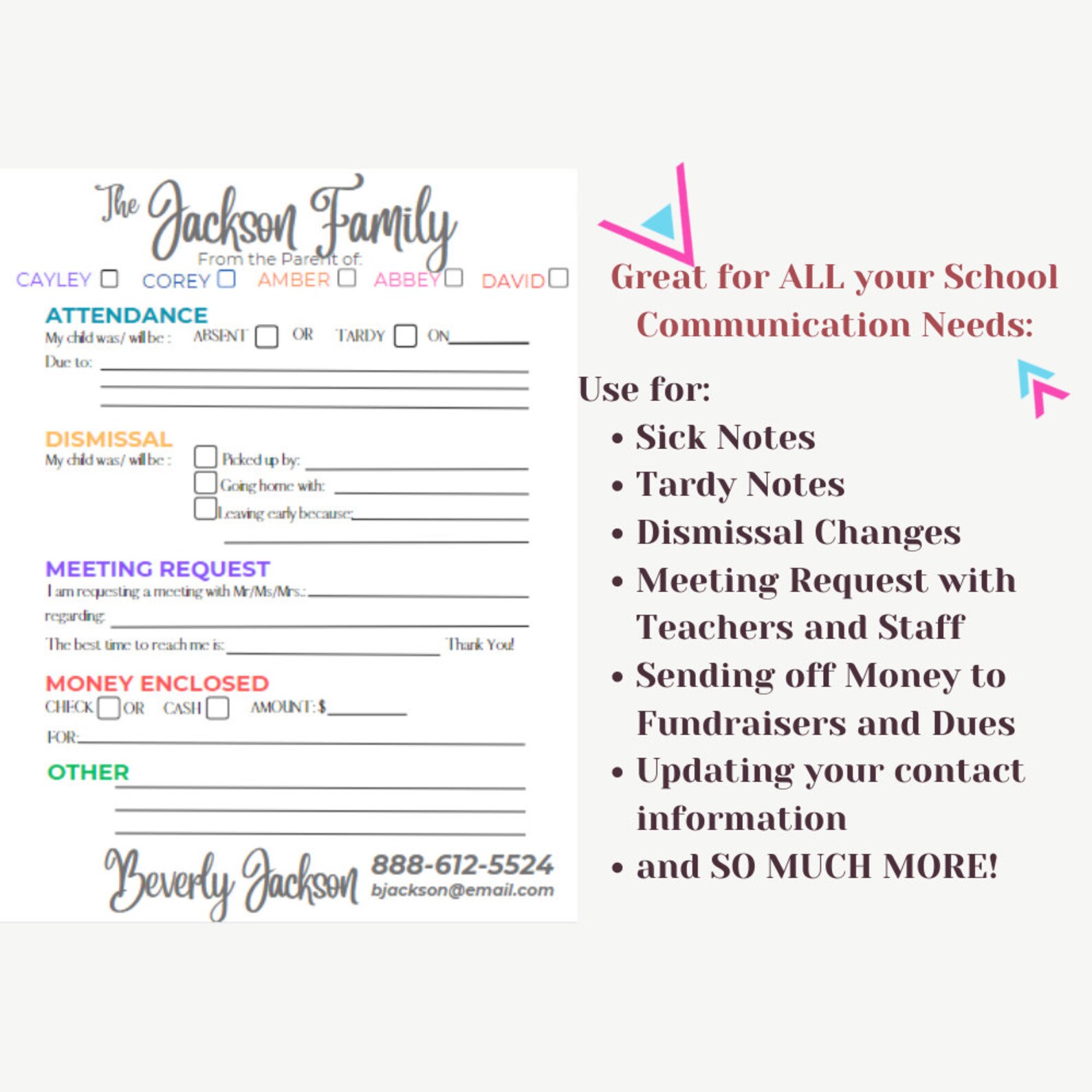 EDITABLE School Note Digital Download| Excuse Note| School Note From ...