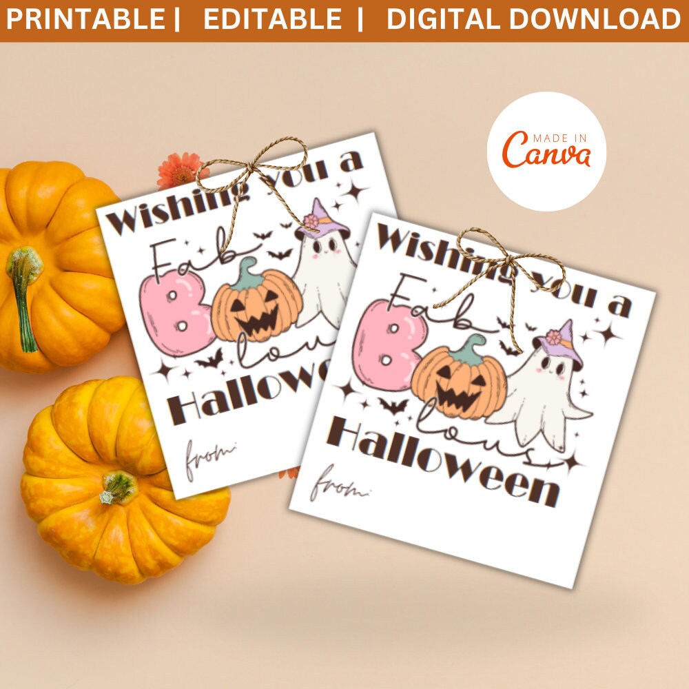 EDITABLE Halloween Party Favor Tags, Halloween Treat Tags, Halloween ...