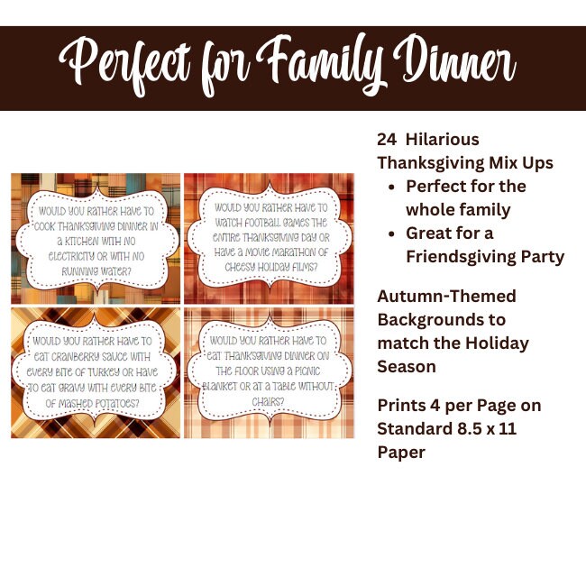 PRINTABLE Thanksgiving Would You Rather Game, Thanksgiving Activities ...