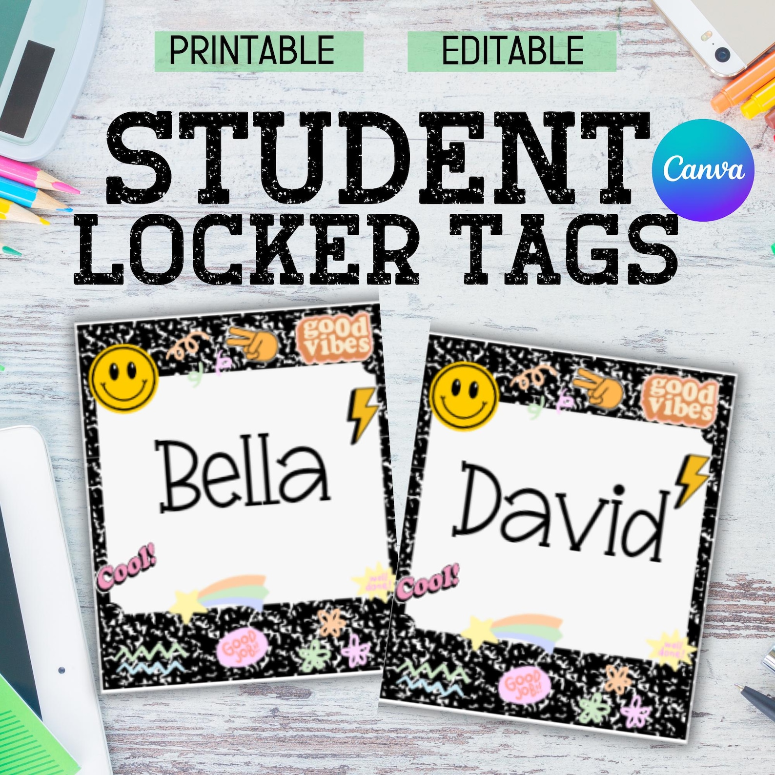 Editable Student Locker Tags & Name Tags for Classroom - Customizable ...