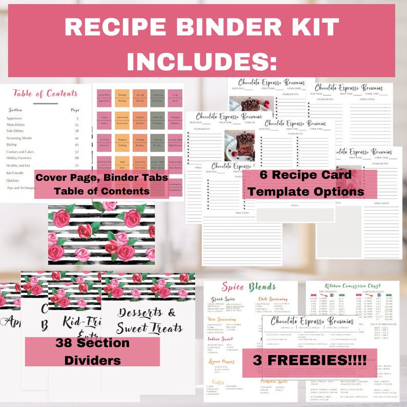 EDITABLE Recipe Binder Template, Printable Recipe Template, Recipe Card ...