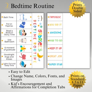 Kid's Routine Flip Chart, Routine Cards for Kids, Bedtime Routine Chart ...