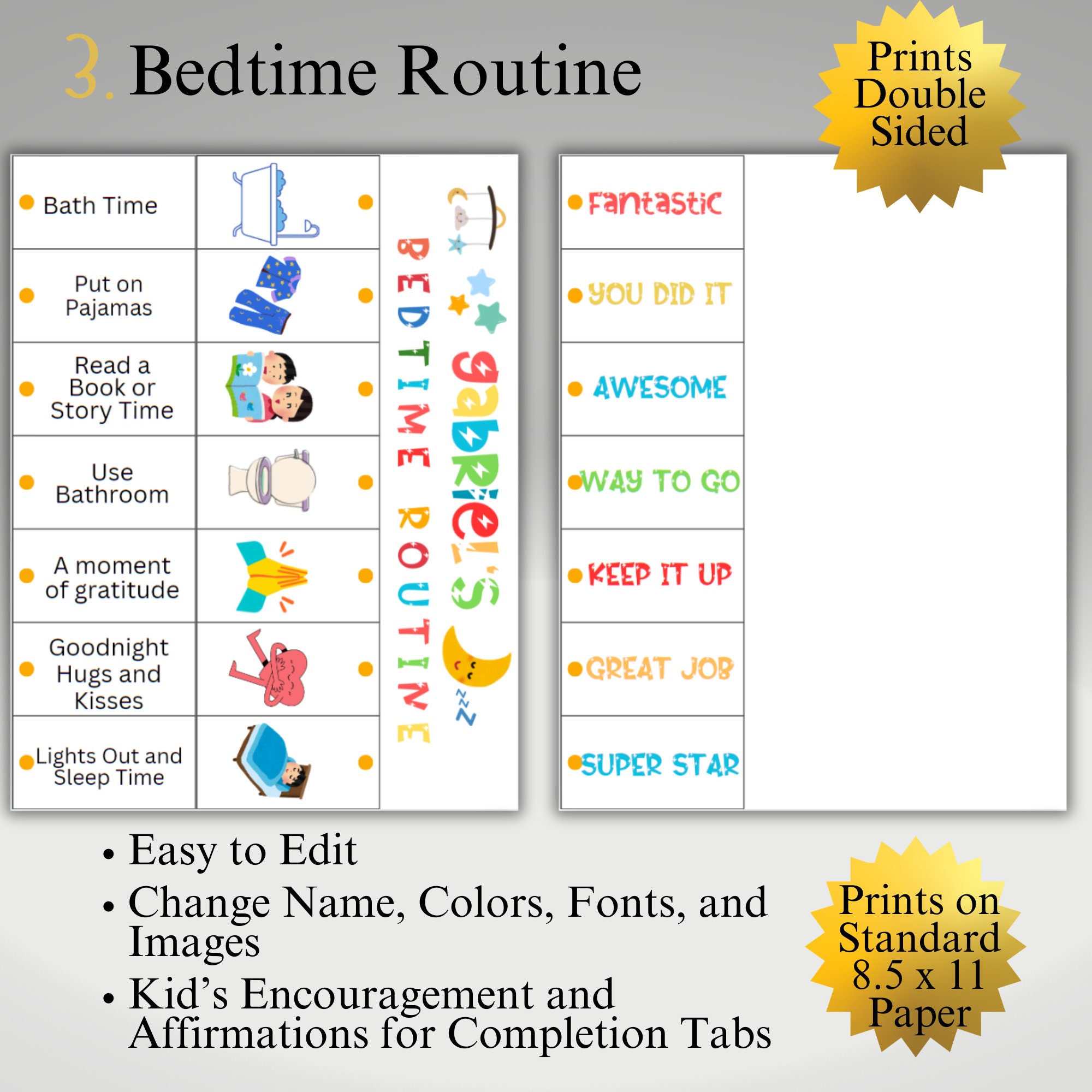 Kid's Routine Flip Chart, Routine Cards for Kids, Bedtime Routine Chart ...