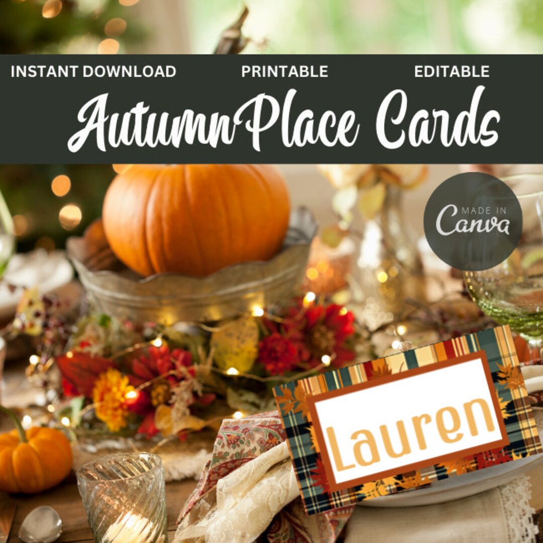 EDITABLE Thanksgiving Place Cards, Fall Place Cards, Place Card ...