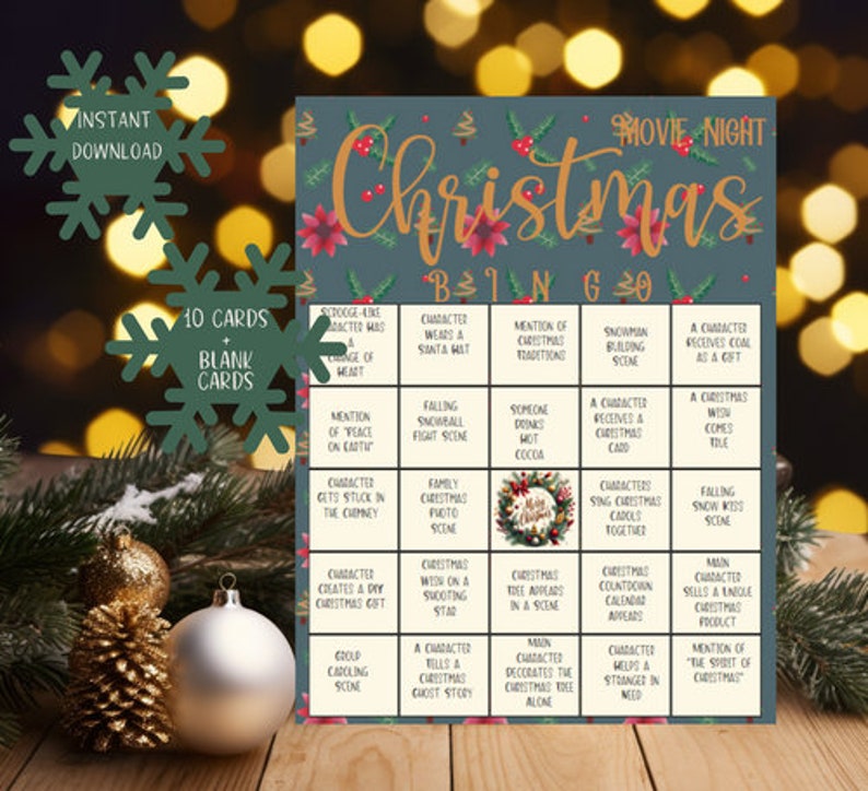 Hallmark Christmas Movie Bingo | Printable Holiday Game | Family Party ...