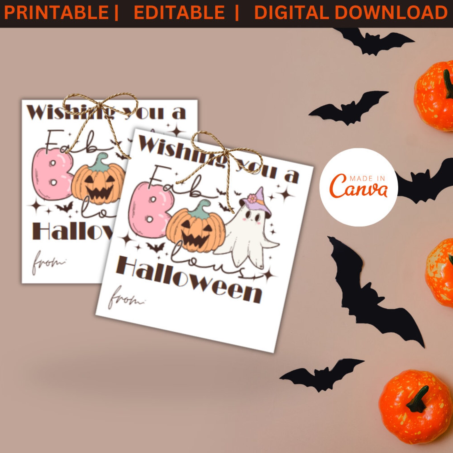 EDITABLE Halloween Party Favor Tags, Halloween Treat Tags, Halloween ...