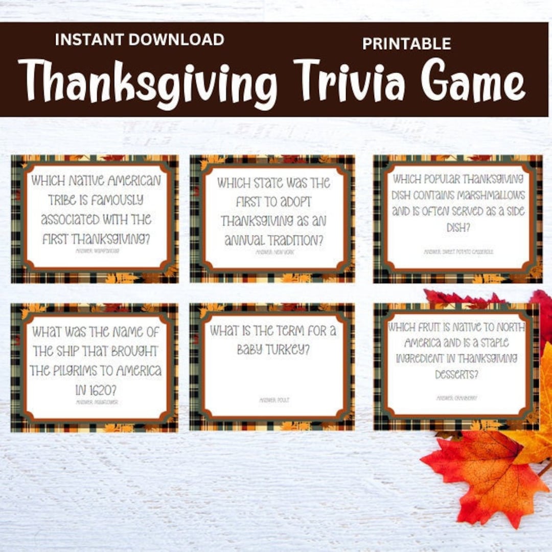 PRINTABLE Thanksgiving Trivia Game, Thanksgiving Activities, Autumn ...