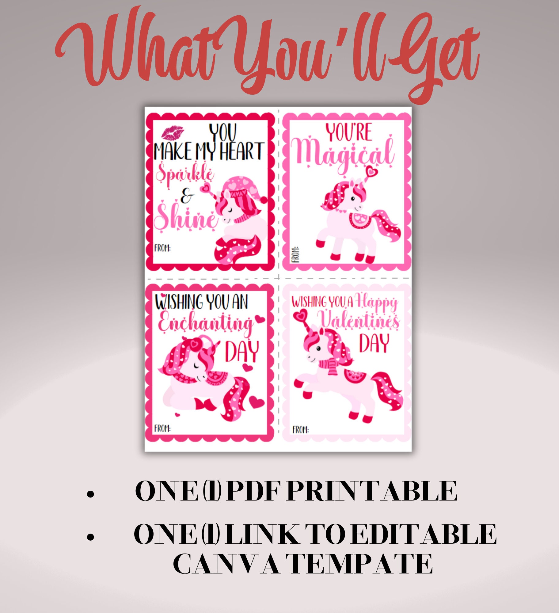 Editable Unicorn Valentine Cards, Valentine Cards for Kids Printable ...