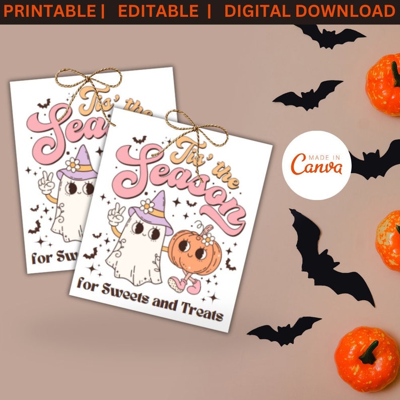 EDITABLE Halloween Party Favor Tags, Halloween Treat Tags, Halloween ...