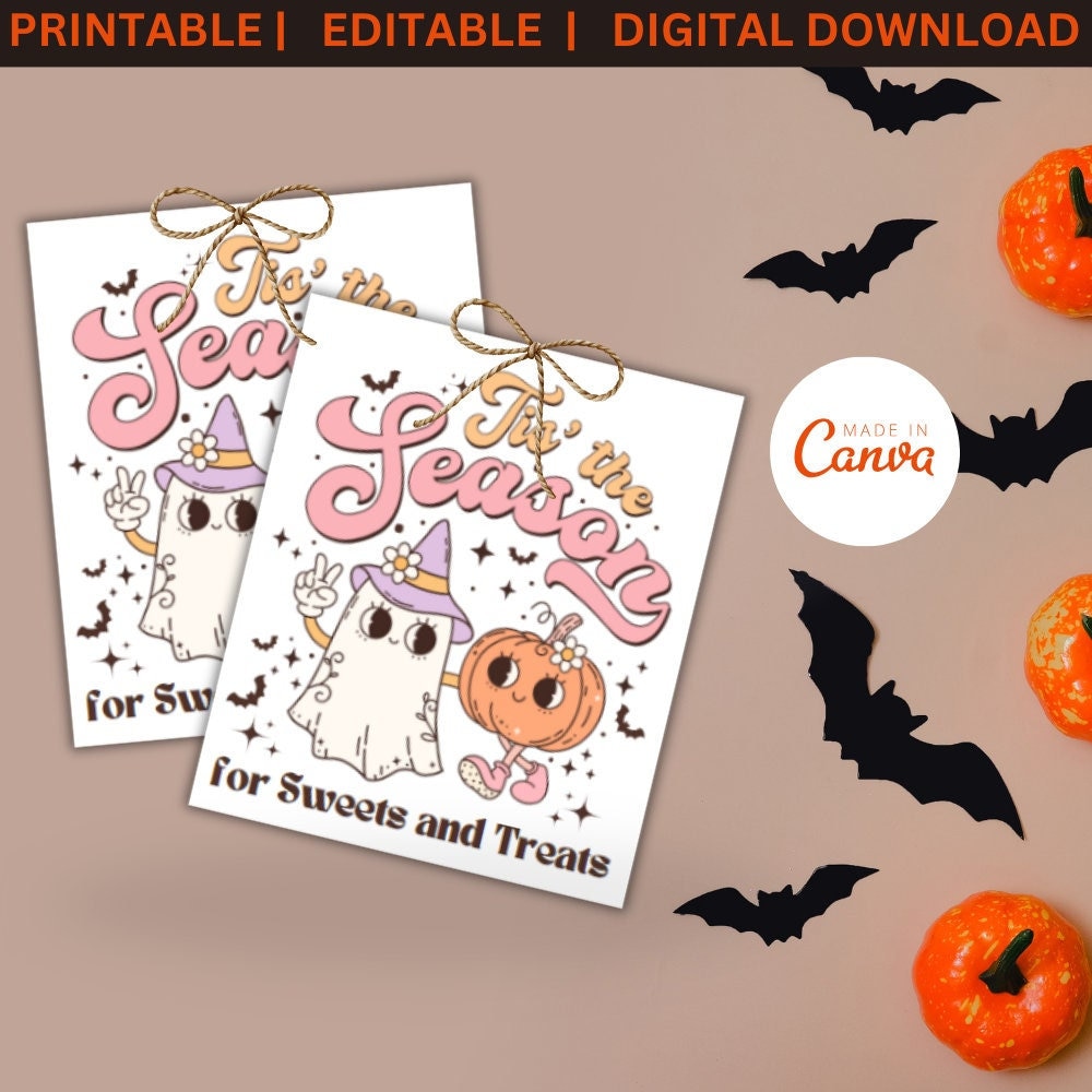 EDITABLE Halloween Party Favor Tags, Halloween Treat Tags, Halloween ...