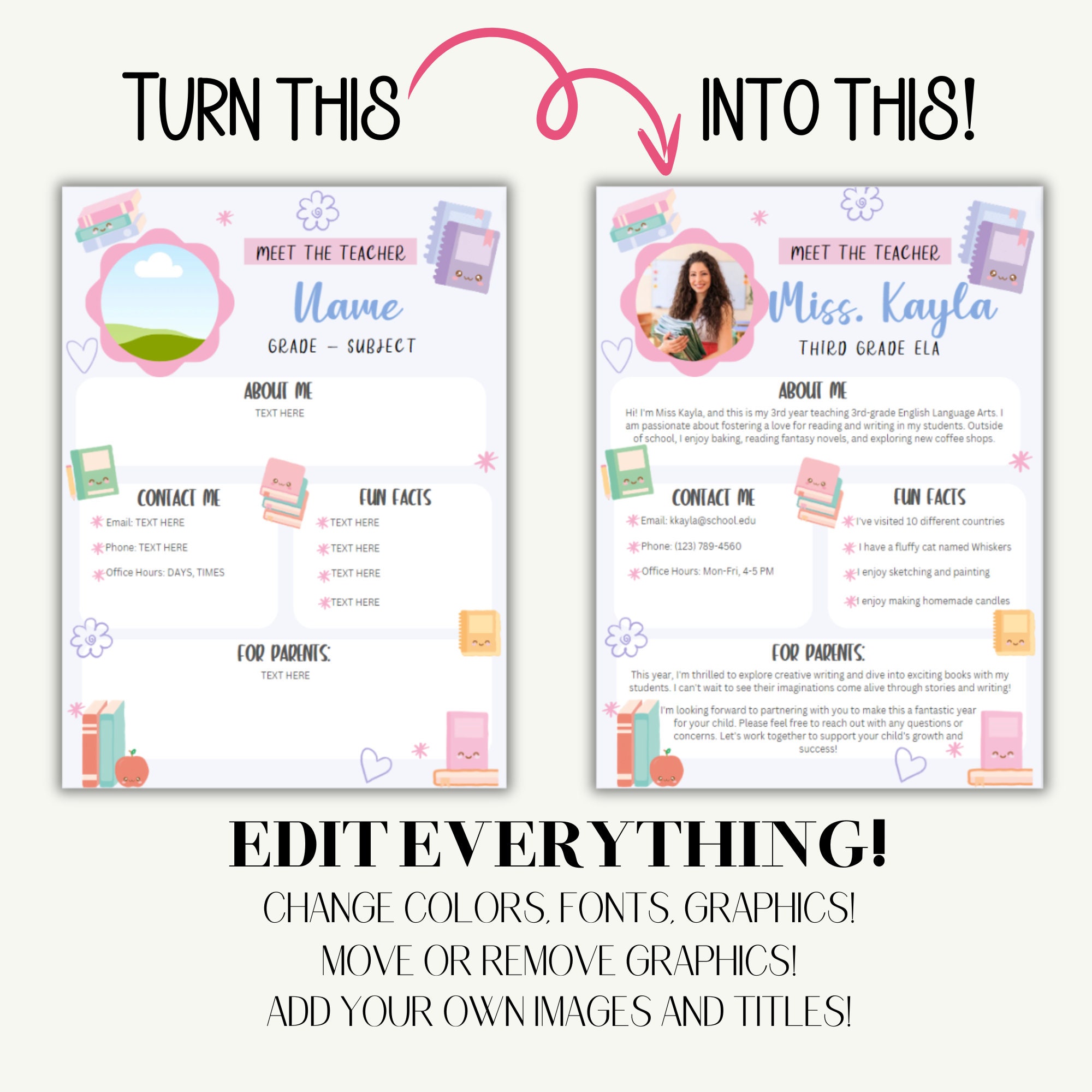 Editable Meet the Teacher Template - Back to School Introduction, First ...