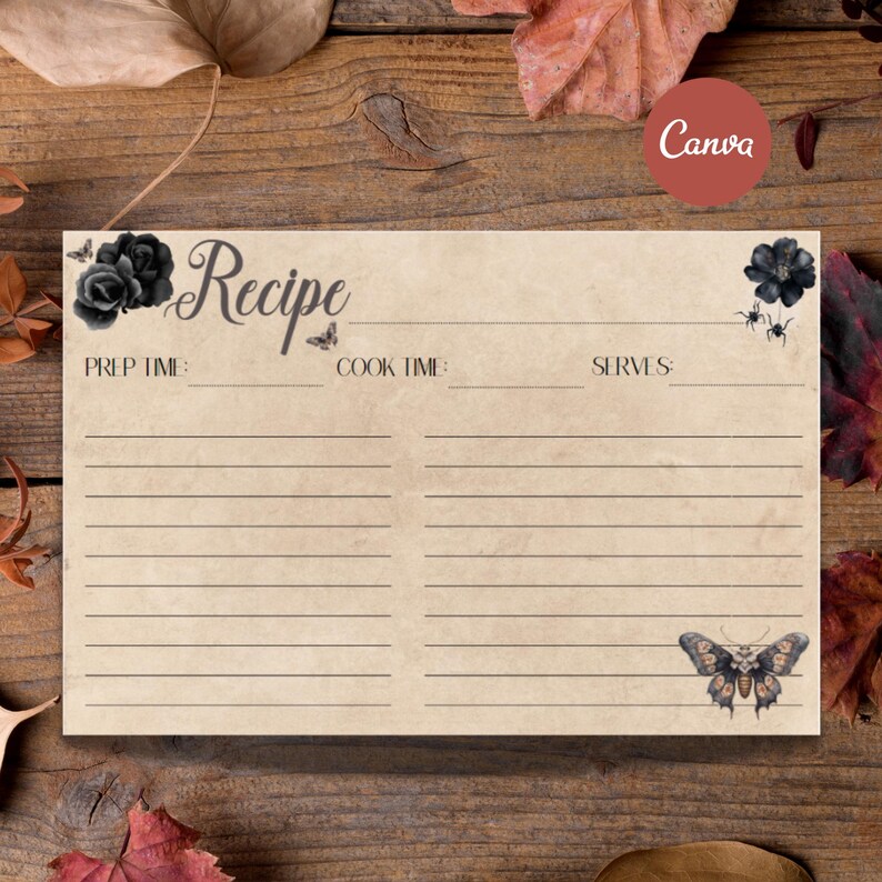 Halloween Recipe Card Template - Editable 4x6 and 5x7 Spooky Bridal ...