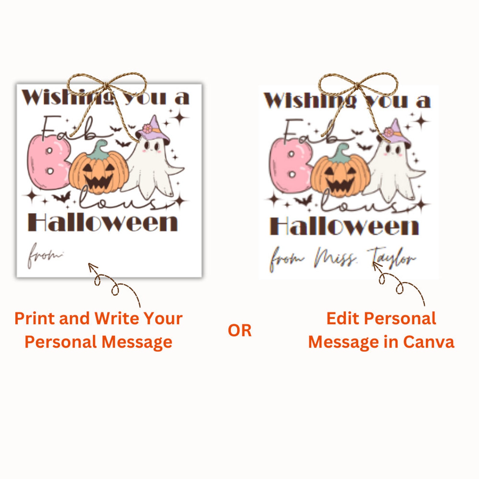 EDITABLE Halloween Party Favor Tags, Halloween Treat Tags, Halloween ...