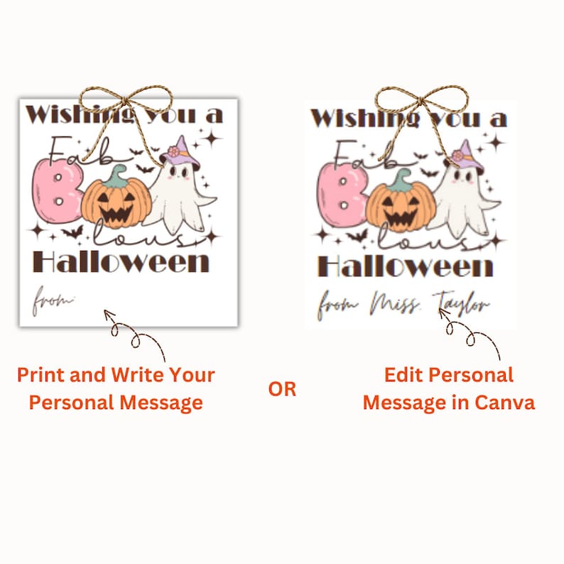 EDITABLE Halloween Party Favor Tags, Halloween Treat Tags, Halloween ...