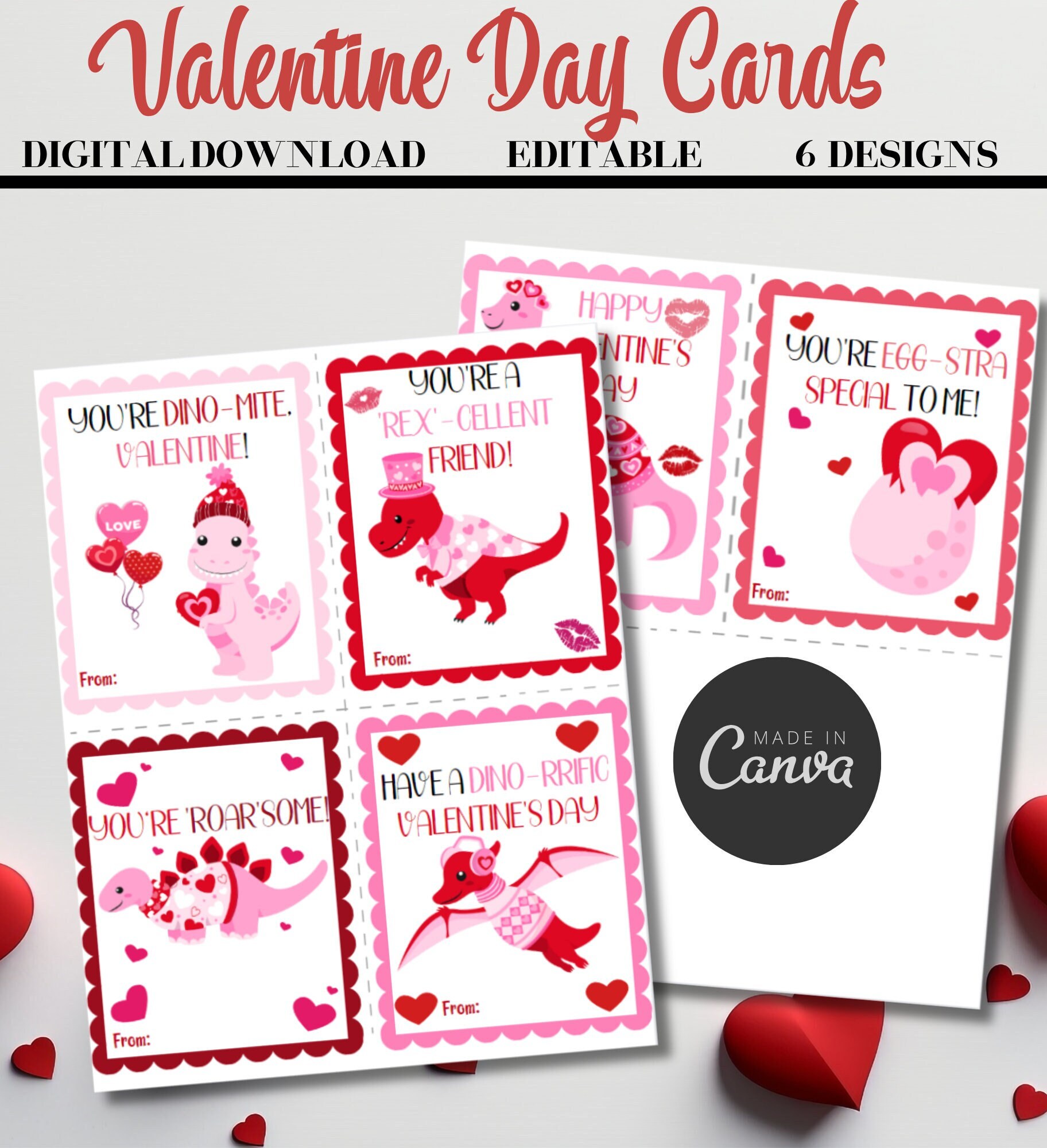 Editable Dinosaur Valentine, Dinosaur Valentine Card, Dinosaur ...