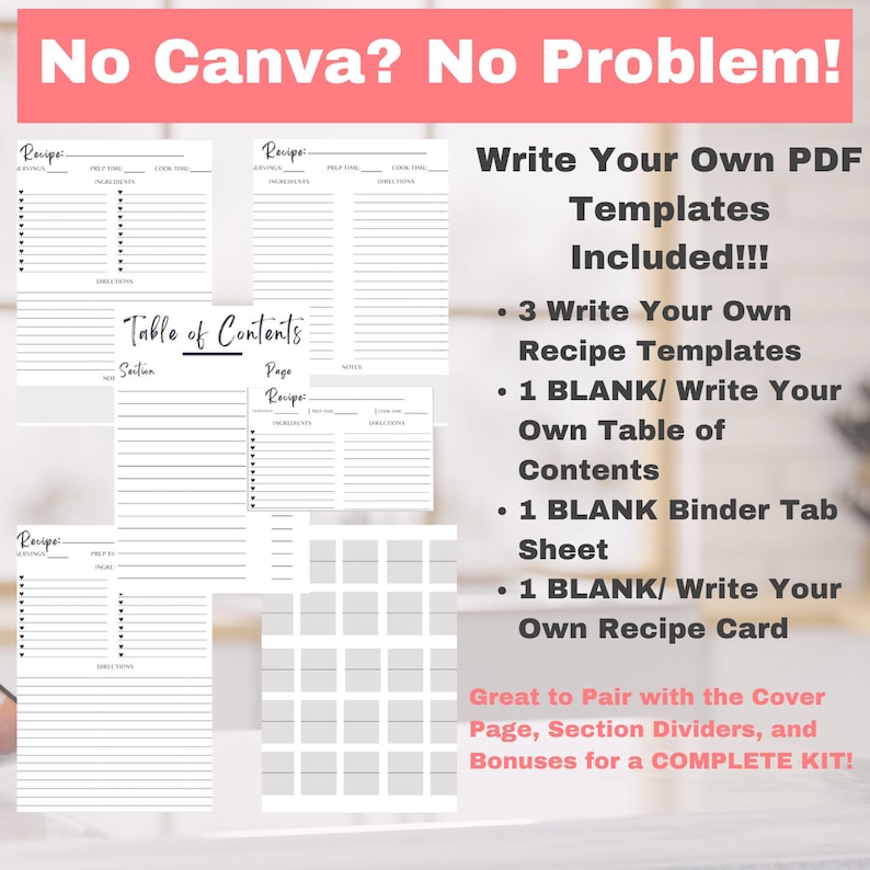 EDITABLE Recipe Binder Template PDF Recipe Template Recipe - Etsy