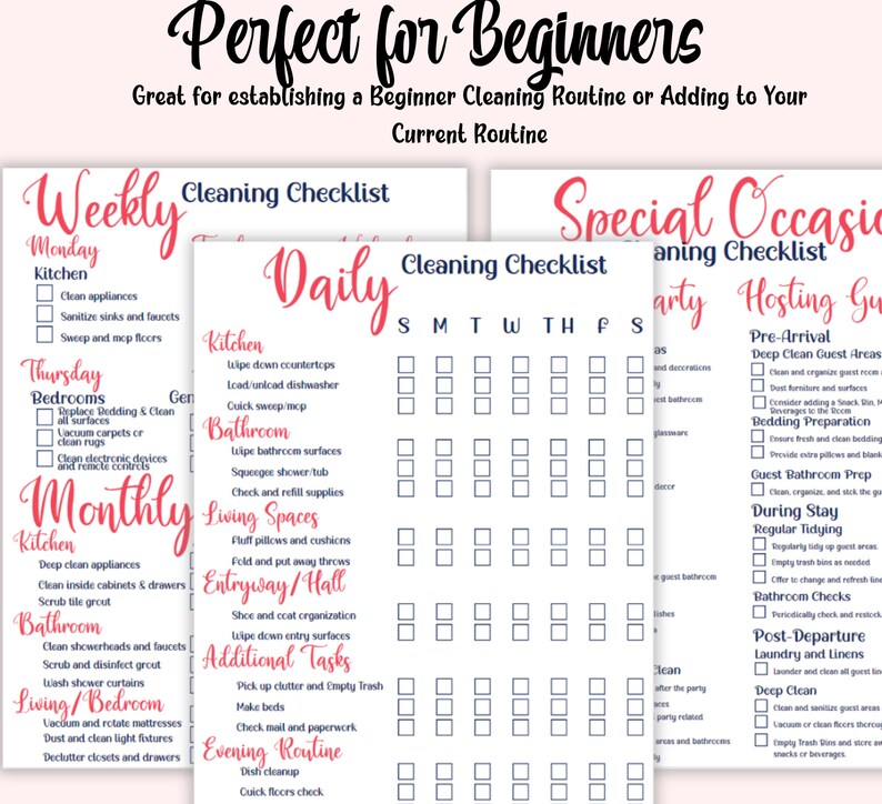 Editable House Cleaning Checklist, Printable Cleaning Schedule ...