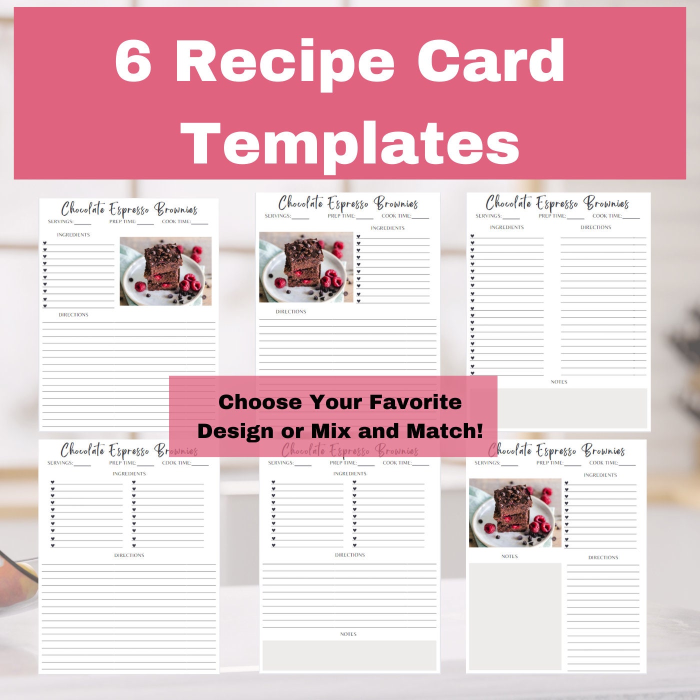 EDITABLE Recipe Binder Template, Printable Recipe Template, Recipe Card ...