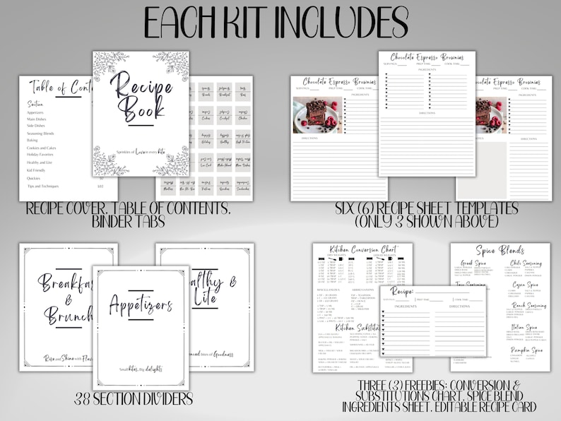 Recipe Binder Template - Editable Recipe Binder Kit & Printable ...