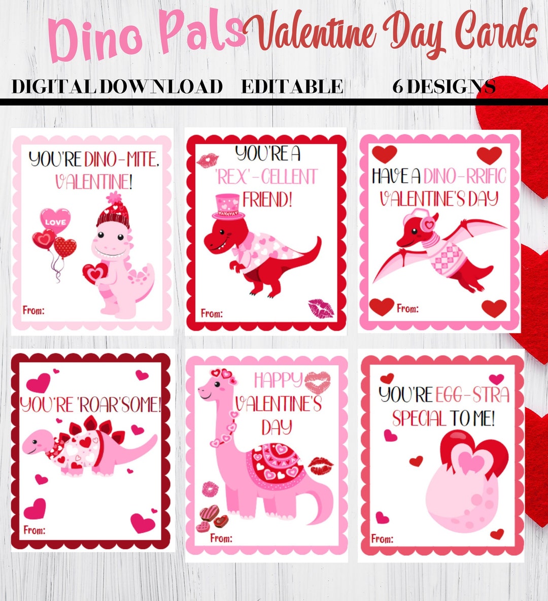 Editable Dinosaur Valentine, Dinosaur Valentine Card, Dinosaur ...