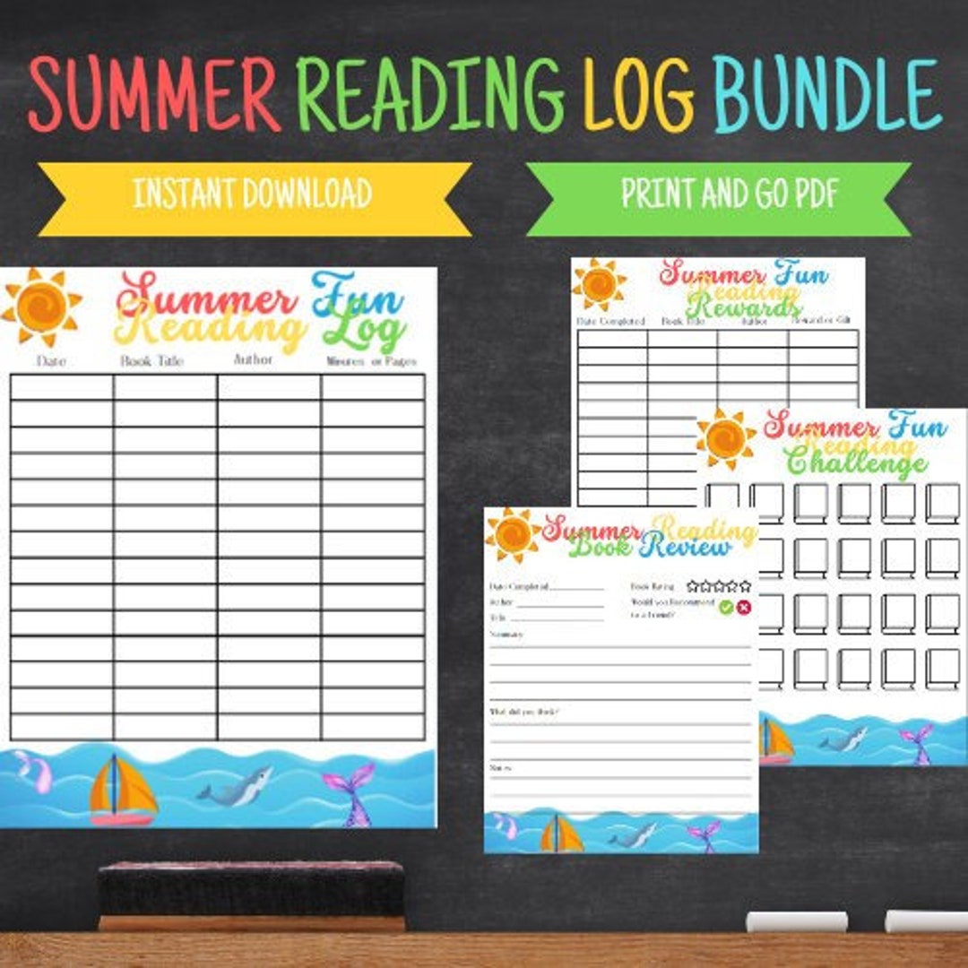 Summer Reading Log Printable for Kids, Instant Download, Kids Reading ...