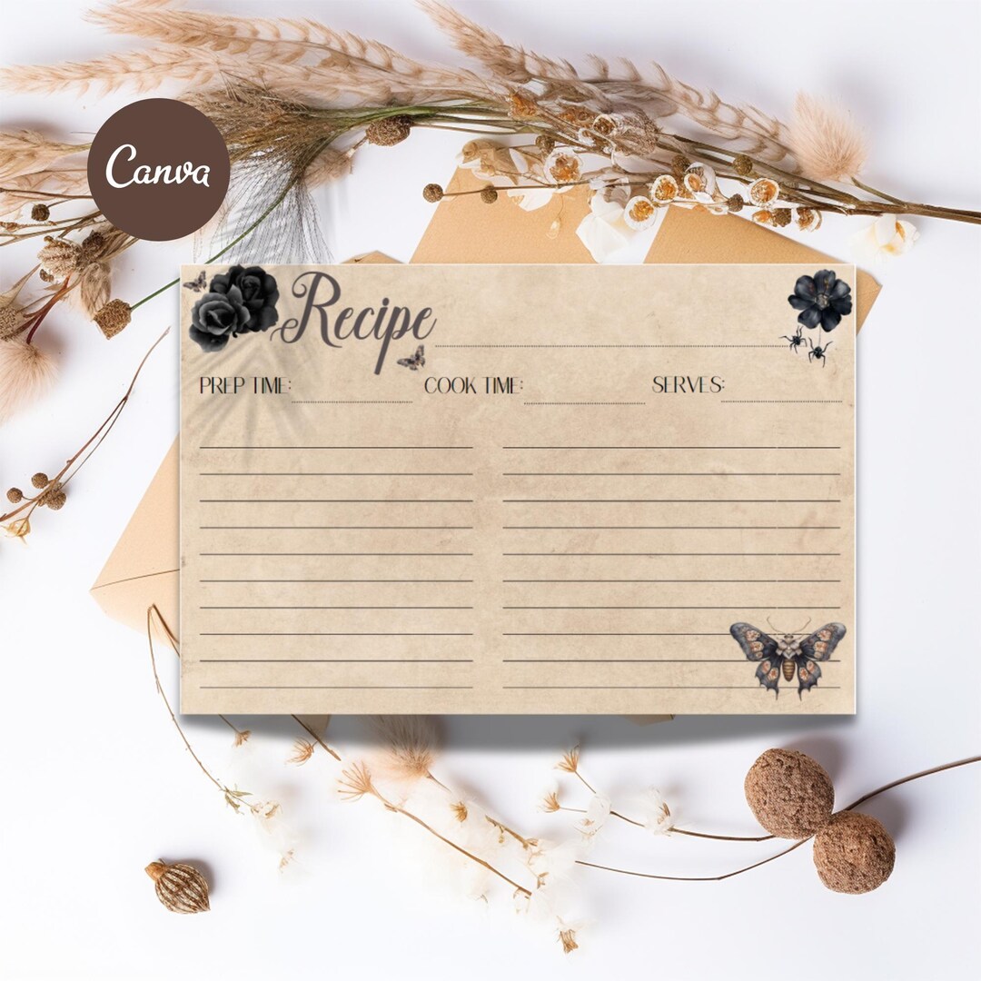Halloween Recipe Card Template - Editable 4x6 and 5x7 Spooky Bridal ...