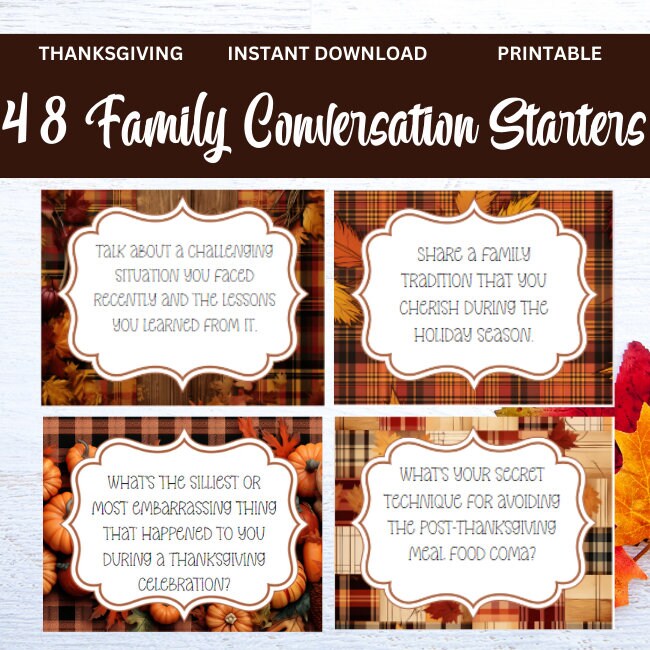 PRINTABLE Thanksgiving Conversation Starters, Gratitude Game ...